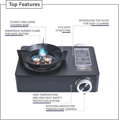 Compact Portable Gas Stove Burner - 12000 BTU Camping Stove with Carry ...