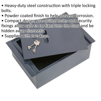 Compact Recessed Floor Safe with Double Key Security - Heavy Duty Steel ...