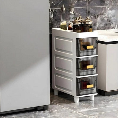 Compact Slim Freestanding 3 Drawer Storage Cabinet Bathroom Kitchen