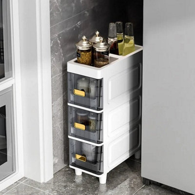 Compact Slim Freestanding 3 Drawer Storage Cabinet Bathroom Kitchen