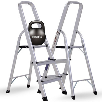 Compact Small Step Ladder 3 step - 105cm High, Lightweight & Foldable ...