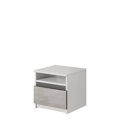 Compact White Matt Bedside Table H440mm W400mm D400mm - Modern Design ...