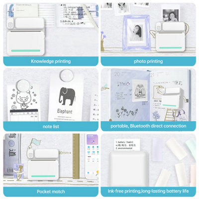 Compact Wireless Thermal Printer: Easy Photo, Notes, and Text Memo ...