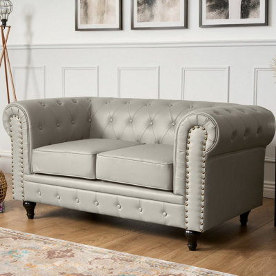 Complete Chesterfield Sofa Suite - 1, 2 & 3-Seater Creamy Grey Air ...