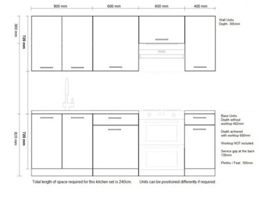 Complete Kitchen Cabinets 7 Units Kitchenette Fitted Kitchen Set 240cm ...