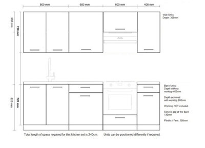 Complete Kitchen Cabinets 8 Units Kitchenette Fitted Kitchen Set 240cm ...