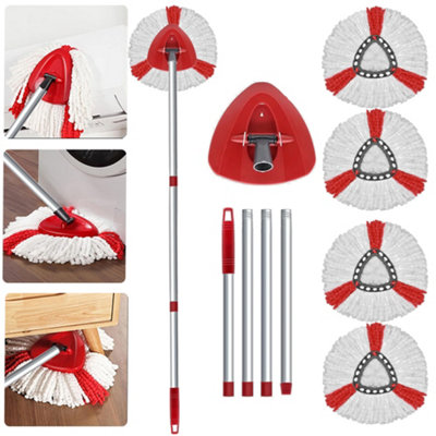 Complete Spin Mop Replacement Kit: 4 Microfibre Heads, Base ...