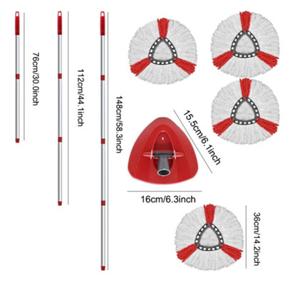 Complete Spin Mop Replacement Kit: 4 Microfibre Heads, Base ...