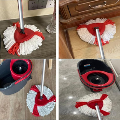 Complete Spin Mop Replacement Kit: 4 Microfibre Heads, Base & Adjustable Handle - Vileda Turbo ...