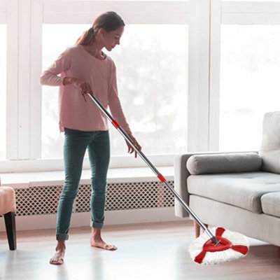 Complete Spin Mop Replacement Kit: 4 Microfibre Heads, Base & Adjustable Handle - Vileda Turbo ...