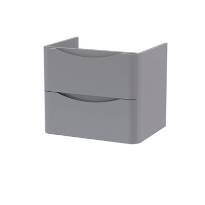 Components Wall Hung 2 Drawer Unit, 600mm-Satin Grey