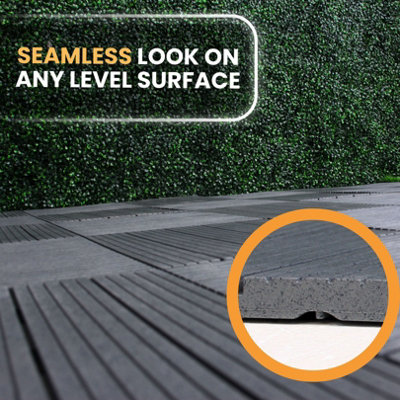 Composite Decking Tiles Pack of 10 for 0.9 sqm - Anti-slip Rubber ...