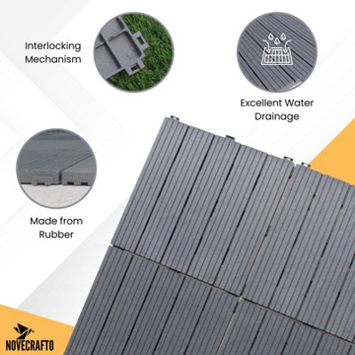 Composite Decking Tiles Pack of 30 for 2.7 sqm - Anti-slip Rubber ...