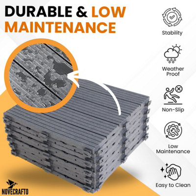 Composite Decking Tiles Pack of 30 for 2.7 sqm - Anti-slip Rubber ...
