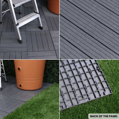 Composite Decking Tiles Pack of 30 for 2.7 sqm - Anti-slip Rubber ...