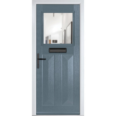 Composite door Eaton 7015 Grey 920mm x 2090mm Open in Right hand Clear ...