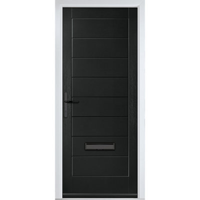 Composite door Monza Solid Black 890mm x 2090mm Open in Right hand No ...