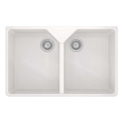 Composite Double Belfast Kitchen Sink In White, Butler Style