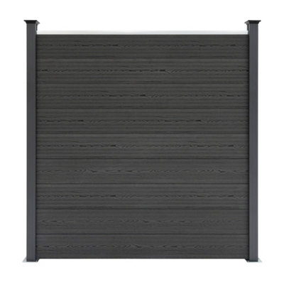 Composite Fence Panels Kit x 5, Angled Piece & Posts x 6 Set - Grey