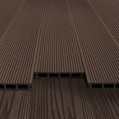Composite WPC Decking Boards x 5 Embossed Woodgrain Brown