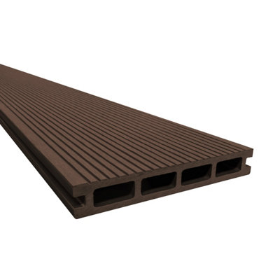 Composite WPC Decking Boards x 5 Embossed Woodgrain Brown
