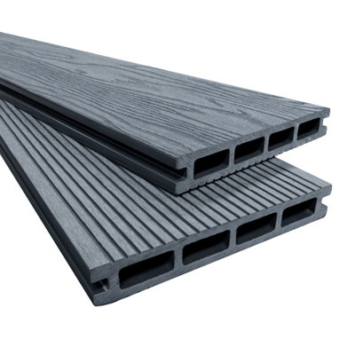COMPOSITE WPC DECKING BOARDS X 5 EMBOSSED WOODGRAIN GREY