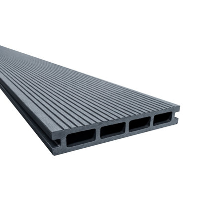 COMPOSITE WPC DECKING BOARDS X 5 EMBOSSED WOODGRAIN GREY