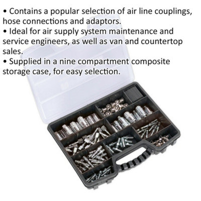 Comprehensive 100 Piece Air Line Coupling Kit with Hose Adapters and ...