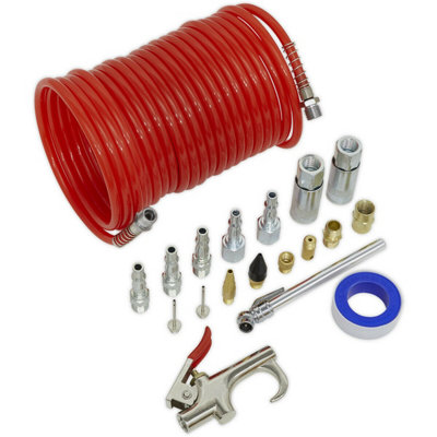 Comprehensive 19 Piece Air Blow Gun Kit with 7m Hose and Adaptor Set