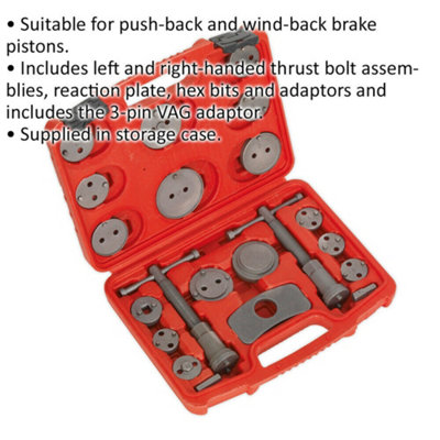 Comprehensive 21 Piece Brake Piston Wind-Back Tool Kit for Easy Brake ...