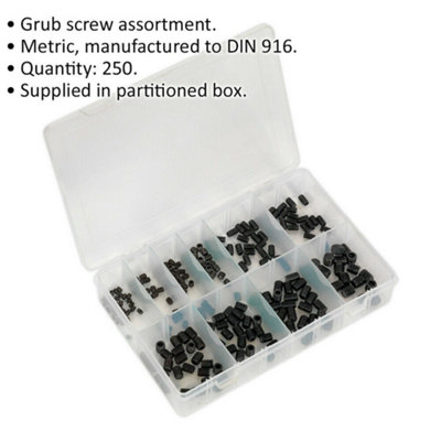 Comprehensive 250 Piece Grub Screw Assortment Set M4 to M10 in ...