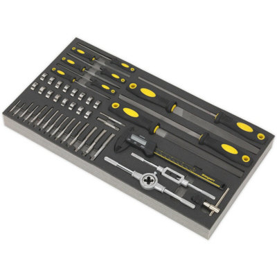 Comprehensive 48-Piece Tap and Die Set with Tool Tray and Calipers for ...