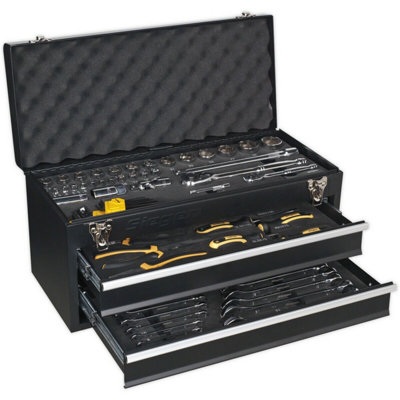 Comprehensive 90pc Tool Set with Portable 2 Drawer Tool Chest for DIY ...