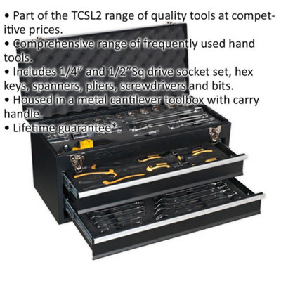 Comprehensive 90pc Tool Set with Portable 2 Drawer Tool Chest for DIY ...