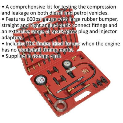 Comprehensive Compression Leakage and TDC Kit for Diesel and Petrol Engines