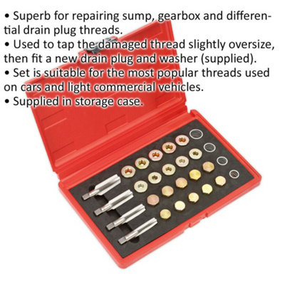 Comprehensive Drain Plug Thread Repair Set for Sump and Gearbox