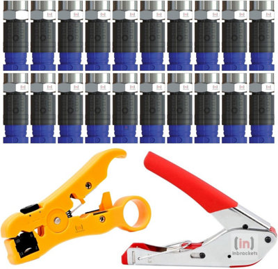Compression Tool Coaxial cable Stripper Crimper 20 Connectors ct100 RG6 ...