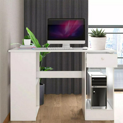 Computer Desk H Shaped PC Laptop Gaming Table W/ Book Shelves Bookcase UK