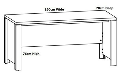 Computer Desk Home Office Study Furniture Modern 160cm Wide Solid ...