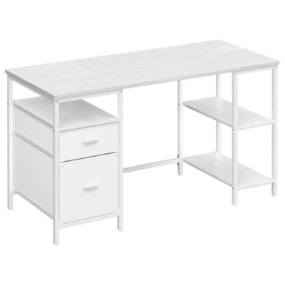 Computer Desk, Work Desk with Storage, 3 Shelves, 2 Drawers, 140 x 60 x ...