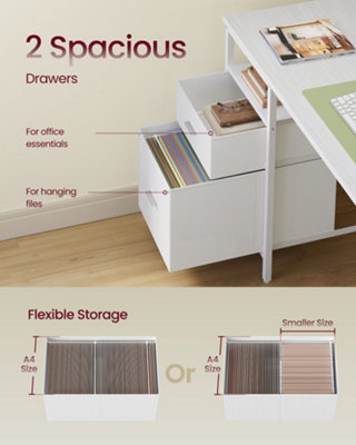COMPUTER DESK, WORK DESK WITH STORAGE, 3 SHELVES, 2 DRAWERS, 140 X 60 X ...