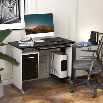 COMPUTER DESK WORKSTATION TABLE SLIDING KEYBOARD SHELF WOOD DRAWER