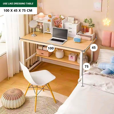 Computer Office Desk for Student and work- Desk with Shelf - Modern ...