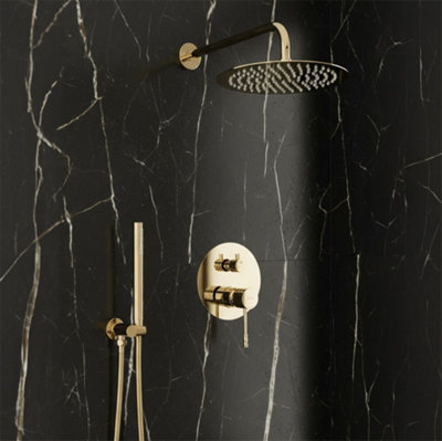 CONCEALED SHOWER SET REA LUNGO GOLD, BRASS