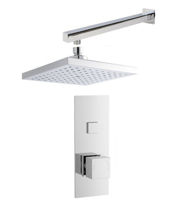 Concealed Square Push Button 1 Outlet Valve, Arm & Head Shower Bundle ...
