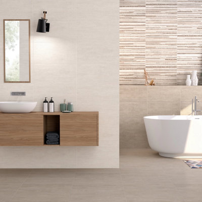 Concept Caramel Matt Cement Effect Floor and Wall Tile - 595mm x 595mm