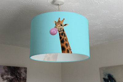 Concept giraffe with bubble gum on color background (Ceiling & Lamp ...