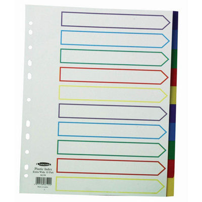 Concord Punched Pocket Dividers Plastic Multicolour-tabbed 10-Part ...