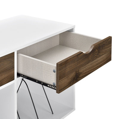 Concord Turntable Stand with 2 Drawers White / Oak Look
