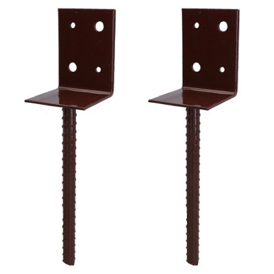 Concrete In Wooden Post Support Base Bracket 75 x 75mm Carport Decking 2PK